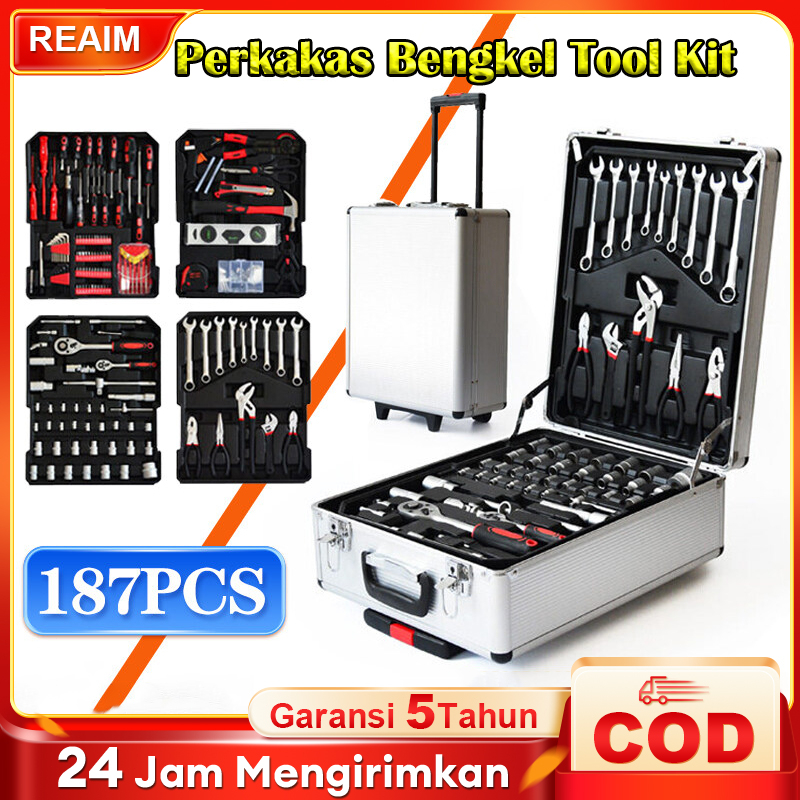 Jual Tool Kit 187/85/82 PCS Perkakas Bengkel Dan Rumah Koper Lengkap Bahan Kuat Tools Set 187pcs ...