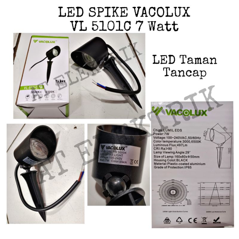 Jual LED SPIKE LIGHT VACOLUX VL 5101 C 7 Watt 3000K Kuning Warm White ...