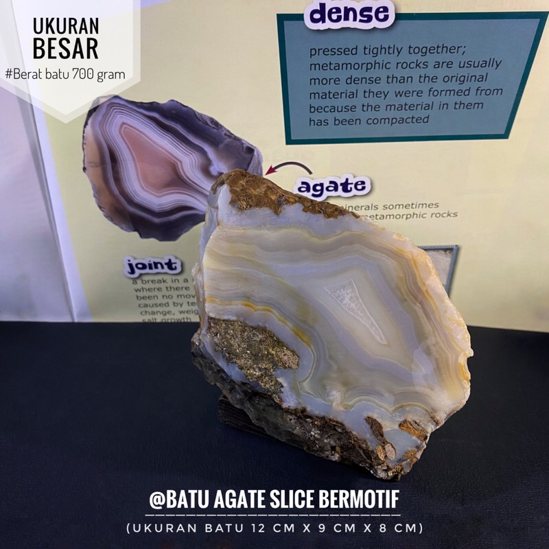 Jual Batu Agate Slice Natural L13 atau Batu Calsedon Bermotif atau Batu ...