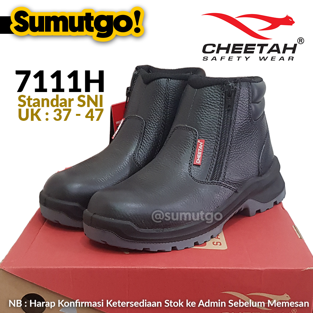 Jual Cheetah 7111H Sepatu Safety Proyek Semi Boot Resleting Hitam ...