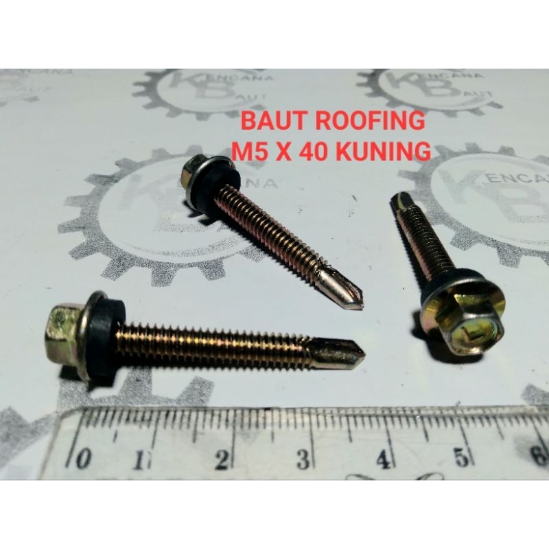 Jual Baut Roofing M5 X 40 Kuning / Sekrup Baja Ringan M5 X 40 Kunci 8 ...
