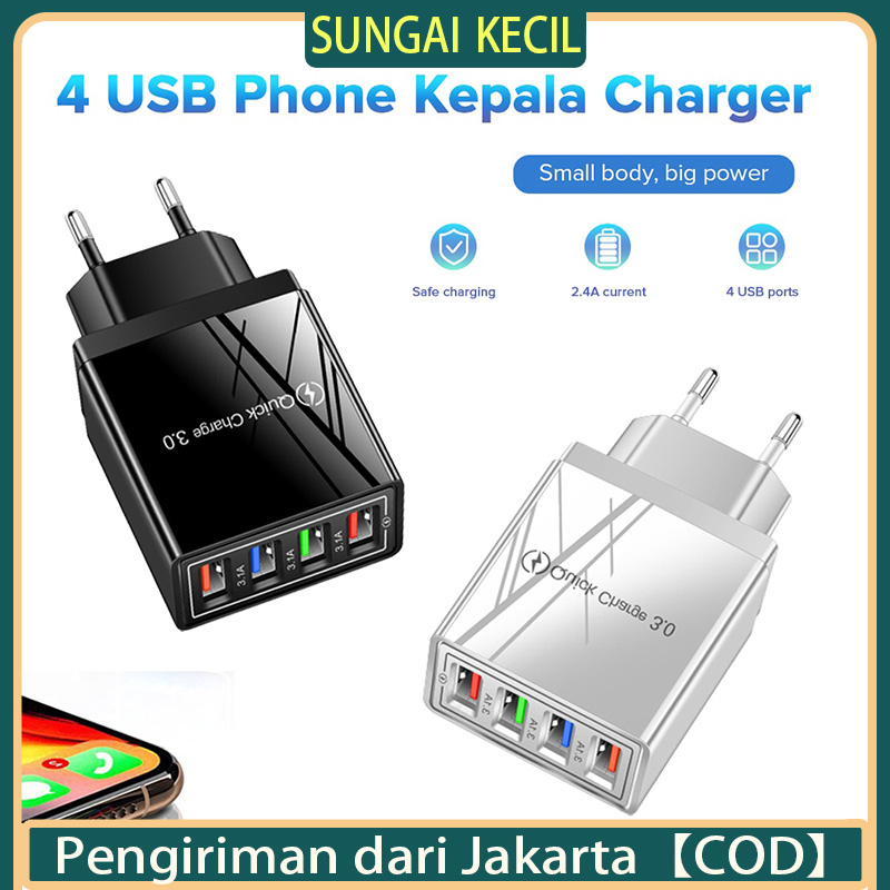 Jual adapter 4 port charger 5v 3.1a usb quick charging fast charging ...