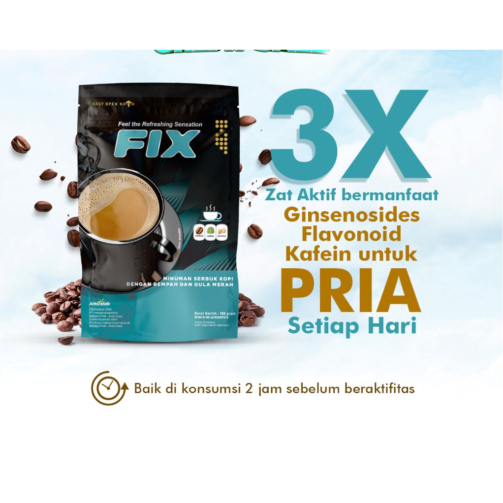 Jual Fix Coffee AMIRALAB Minuman Kopi Cream Plus Gingseng Kesehatan Pria Coffee Herbal Pria 100g ...