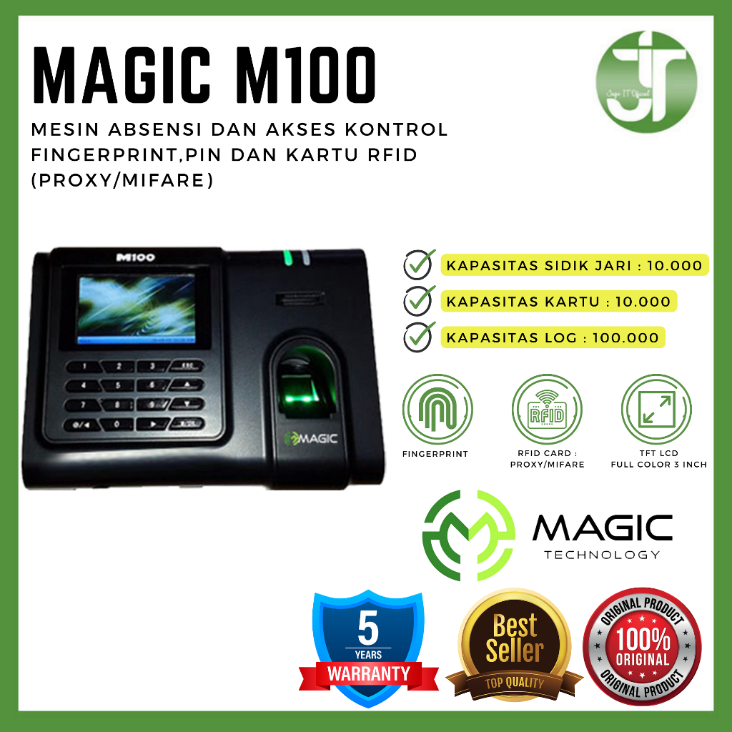 Jual Mesin Absensi Sidik Jari | Mesin Absen Fingerprint Magic M100 | PIN | RFID (Optional ...