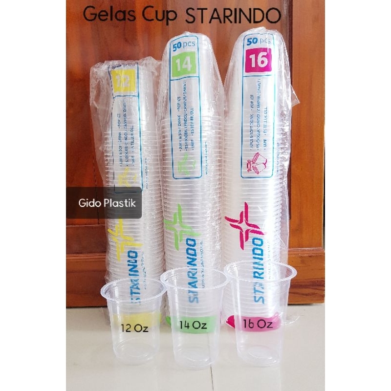 Jual Cup Gelas Datar /Gelas Plastik Starindo 1 pack isi 50 pcs | Shopee ...