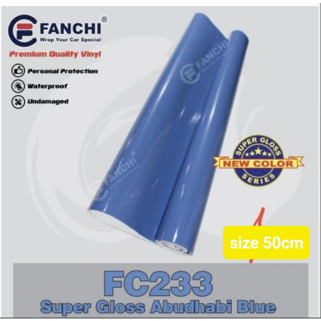 Jual 50cm Sticker Fanchi FC233 Super Gloss Glossy Abudhabi Blue per ...