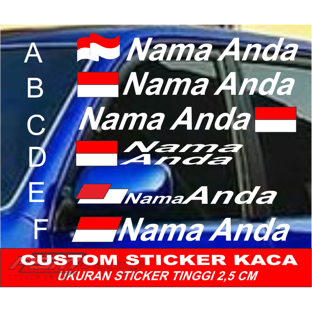 Jual Custom Nama Cutting Sticker untuk kaca mobil anda | Shopee Indonesia