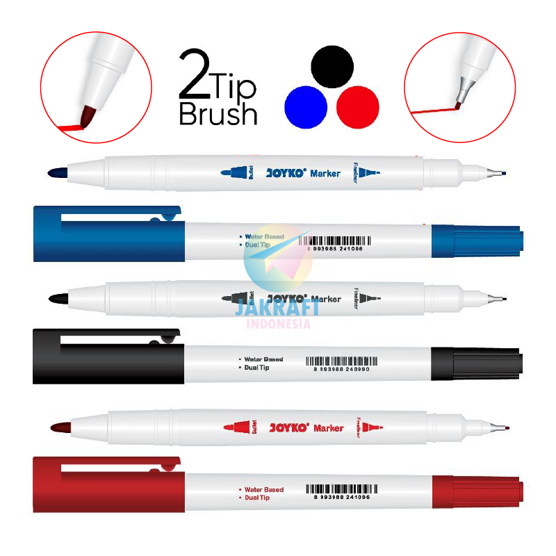 Jual (1 Pcs) Spidol 2 in 1 JOYKO MK-64 Dual Tips Marker Warna Hitam ...