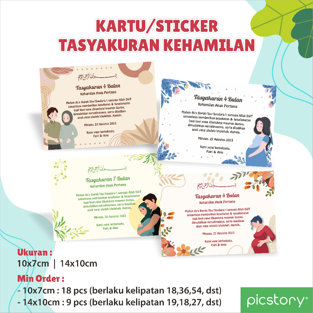 Jual Stiker/Kartu Tasyakuran Kehamilan 4 Bulanan/ 7 Bulanan/ Sticker ...