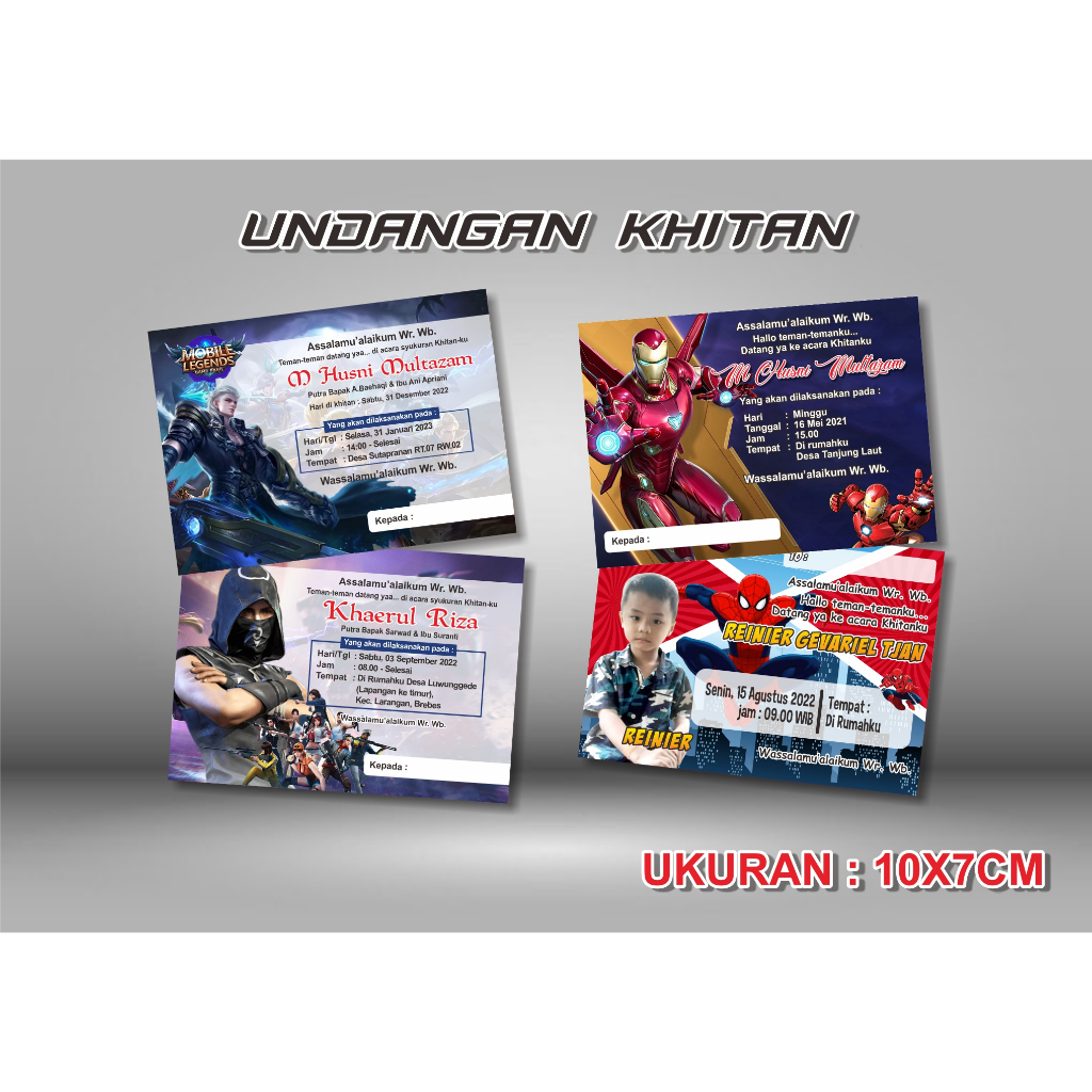 Jual undangan mini Khitan tema mobile dan super hero (mobile legend ...