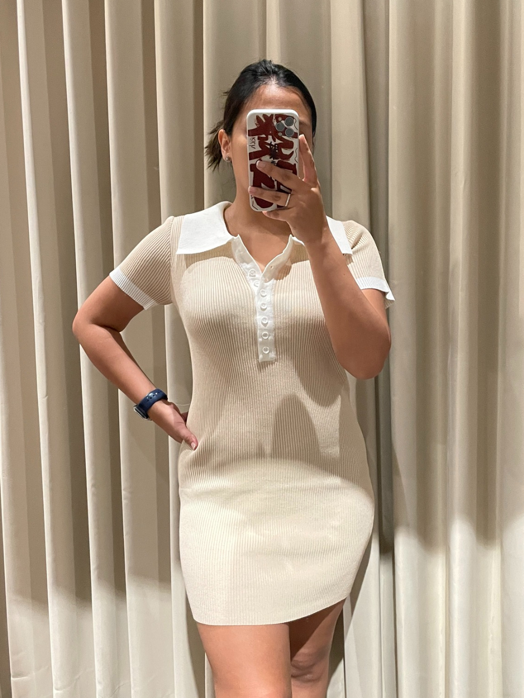 Jual DR - 07 / New Dress Rajut Mini Bodycon Berkerah Lengan Pendek ...