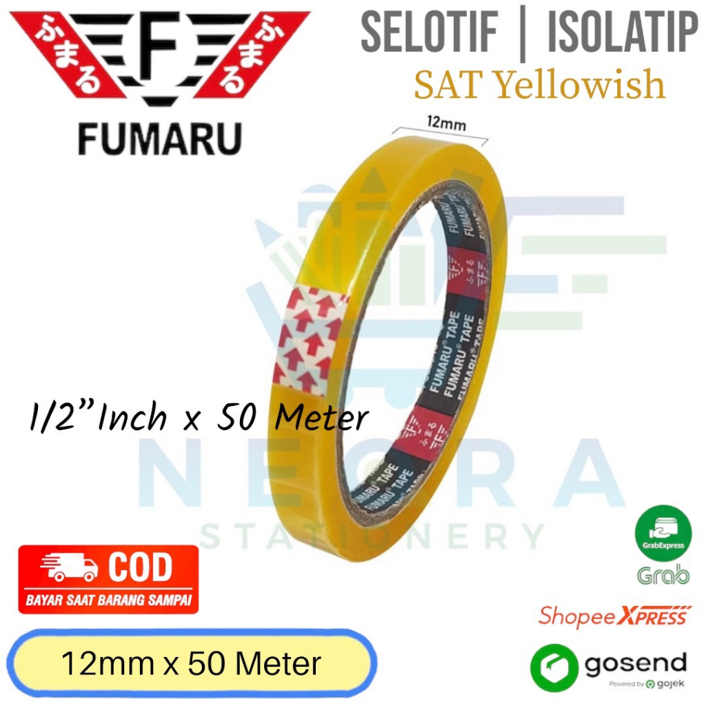 Jual Selotip / Isolatip 1/2 Inch Fumaru SAT Yellowish (12m x 50M ...