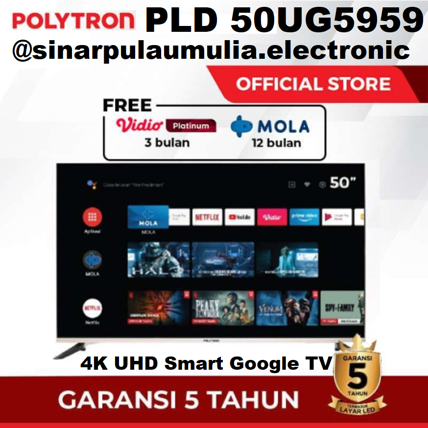 Jual Polytron LED TV 50 Inch Smart Google TV 4K UHD - PLD 50UG5959 / PLD 50 UG 5959 / PLD 50UG ...