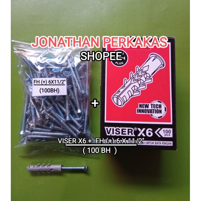 Jual viser x6(6mm) +sekrup fh(+) 6x11/2" (4cm) isi 100set | Shopee Indonesia