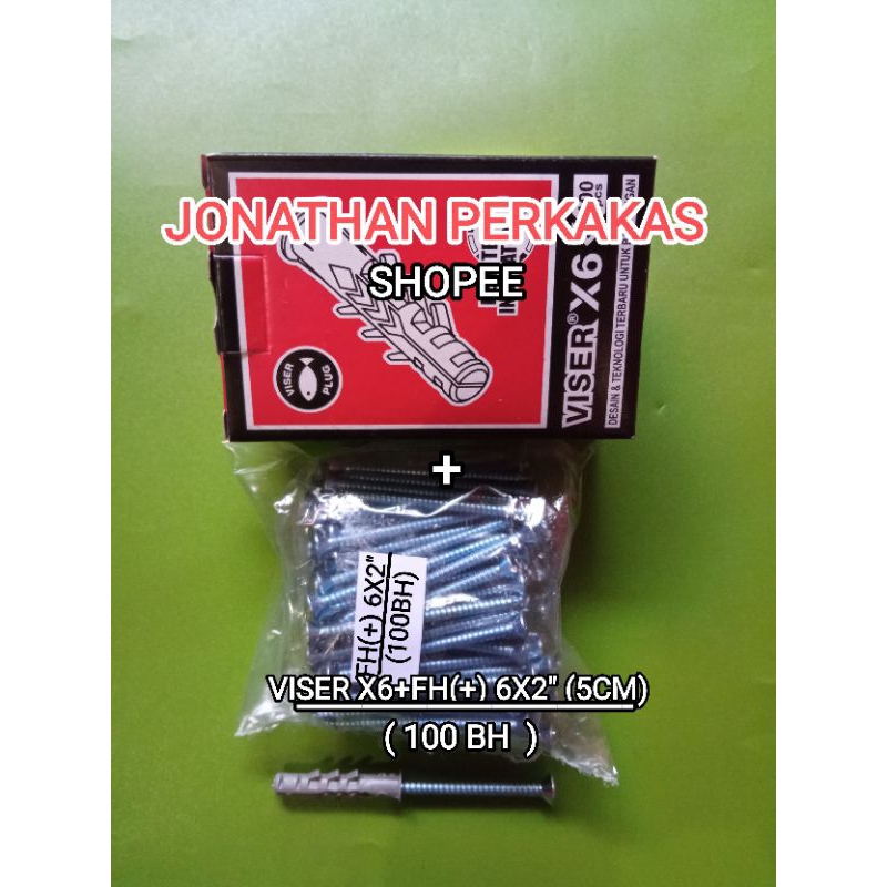 Jual viser x6(6mm) +sekrup fh(+) 6x2" (5cm) isi 100set | Shopee Indonesia