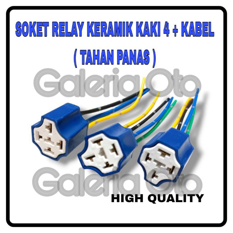 Jual Socket / Soket / Rumah Relay Kaki 4 KERAMIK TAHAN PANAS + KABEL ...