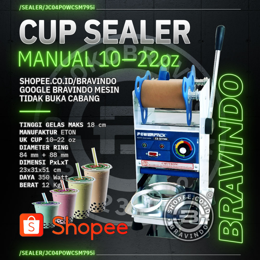 Jual Manual Cup Sealer Powerpack 22 oz CS-m795i / Gomesin GM-D1 Gelas 22oz bodi Eton ETD1 ...