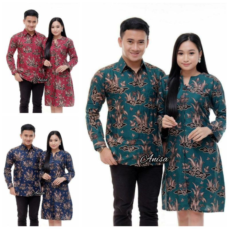 Jual Batik Tunik Couple Modern Set Pakaian Couple Kemeja Batik Pria Batik Couple Dress Batik ...