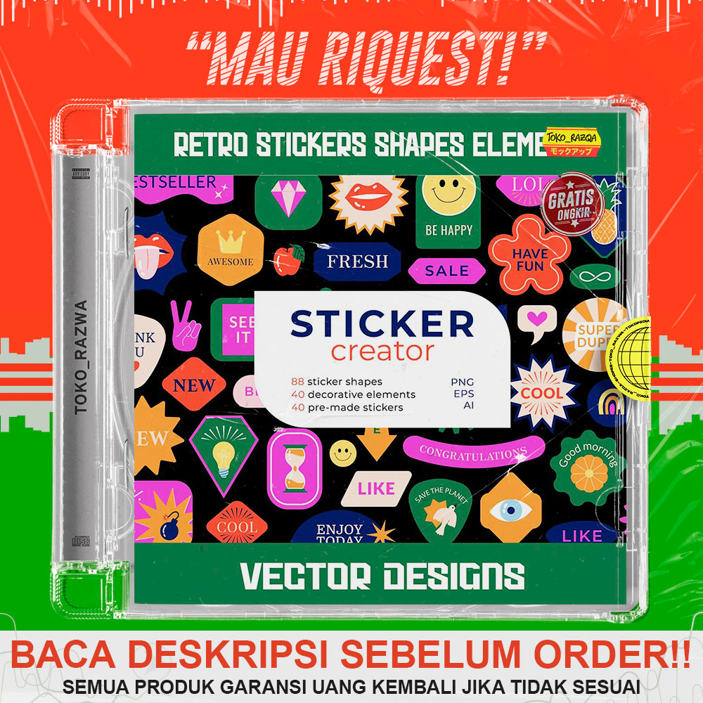 Jual Retro Stickers Shapes Elements - 060723 | Shopee Indonesia