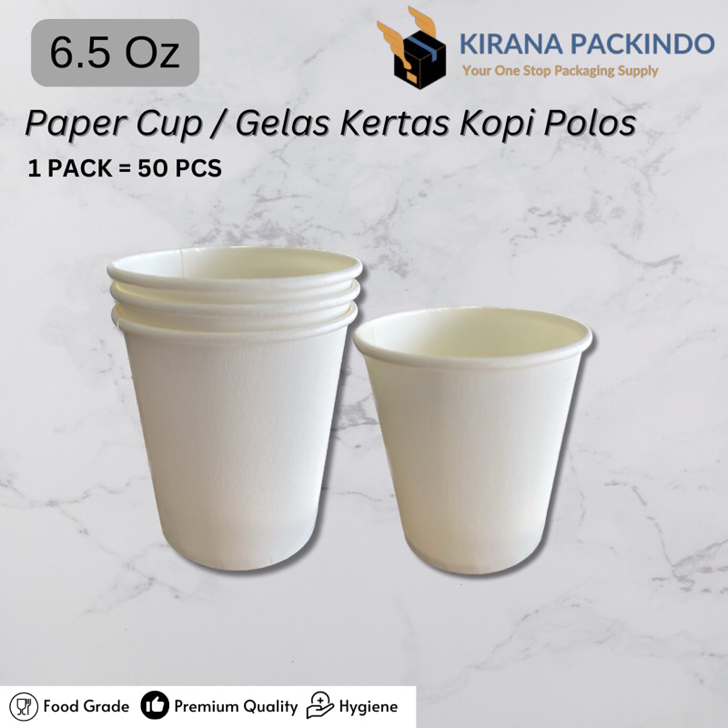 Jual Paper Cup / Gelas Kertas Kopi Polos Warna Putih 6.5oz (195ml) - isi 50pcs | Shopee Indonesia