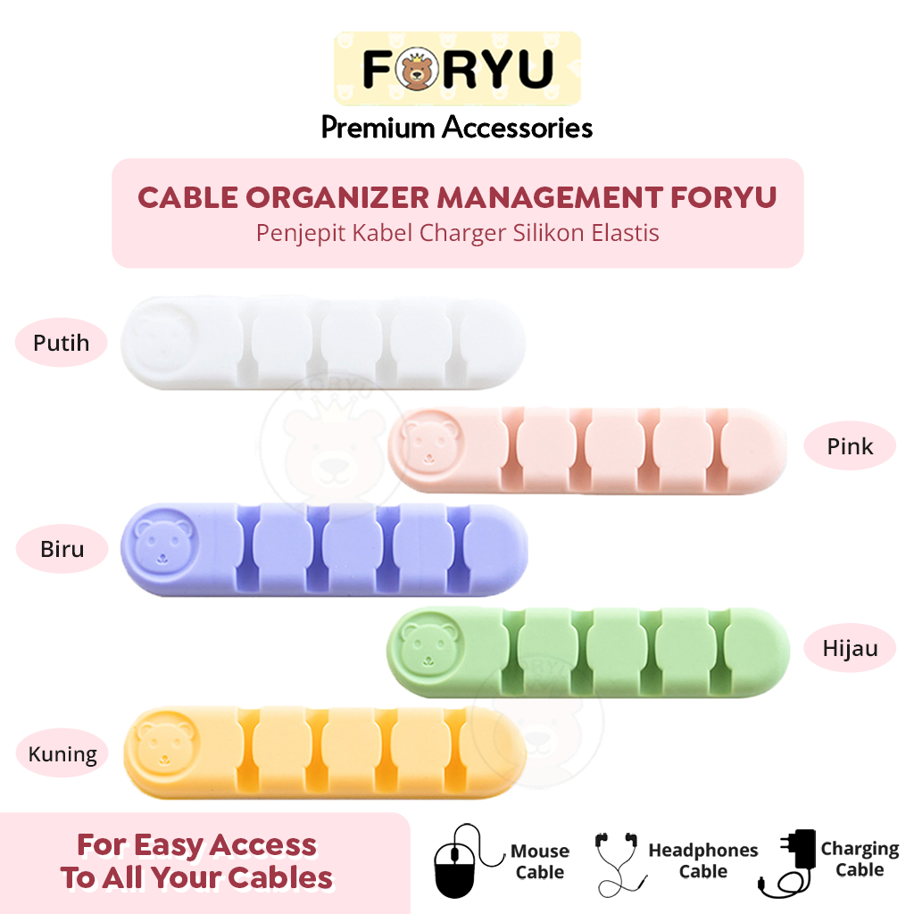 Jual Foryu Kabel Organizer Cable Management Kabel Holder Bear 4 Slot ...