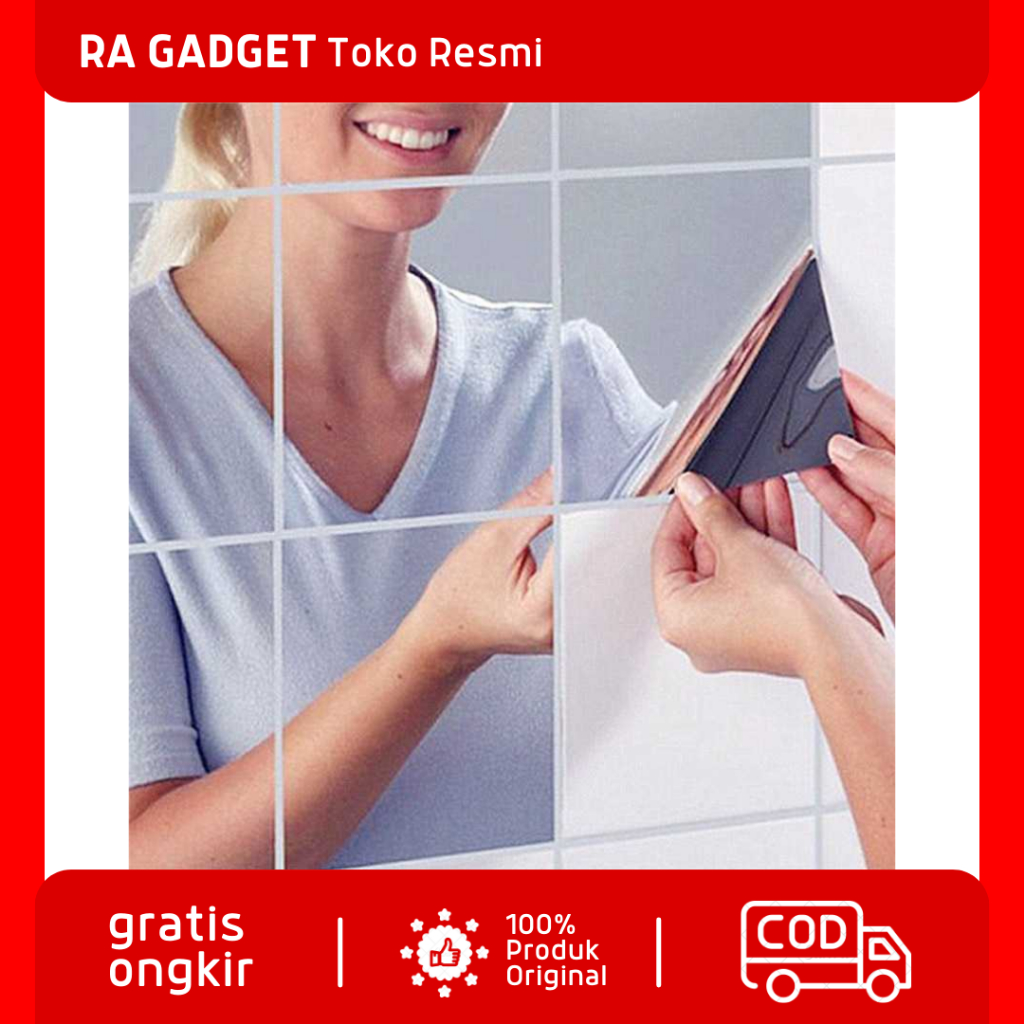 Jual Wall Sticker Dekorasi Dinding 3D Model Square Reflection Mirror 9 ...
