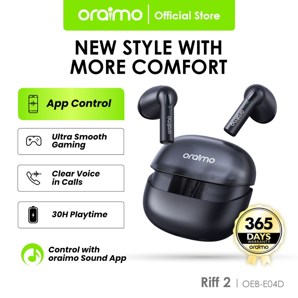 Jual Oraimo TWS True Wireless Stereo Riff 2 Bluetooth Earphone v5.3 ENC IPX4 Super Bass Headset ...