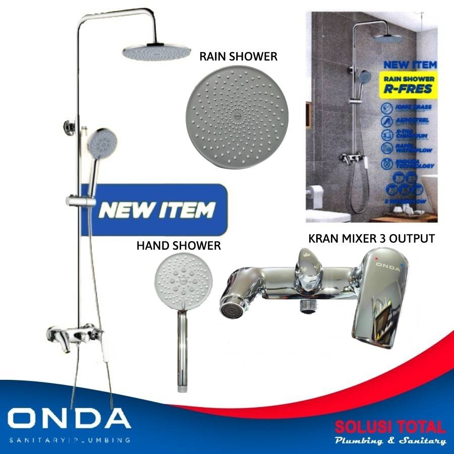 Jual Rain Shower Full Set Mixer - Shower Column - R FRES Onda Brass Bar ...