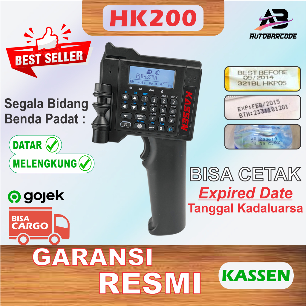 Jual Kassen HK-200 Printer Inkjet Pencetak Expired Date Handheld Barcode Cartridge HK200 HK 200 ...