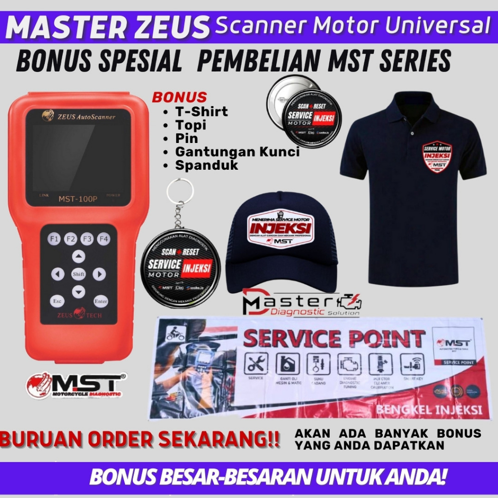 Jual Scanner Motor Injeksi Master Zeus MST-200P / 100P + Kawasaki ...