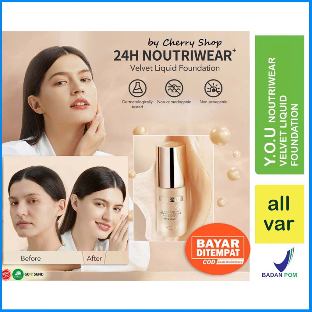 Jual [BPOM] [SPF 25& PA+++] Y.O.U YOU NoutriWear + Velvet Liquid Foundation | Y.O.U Alas Bedak ...