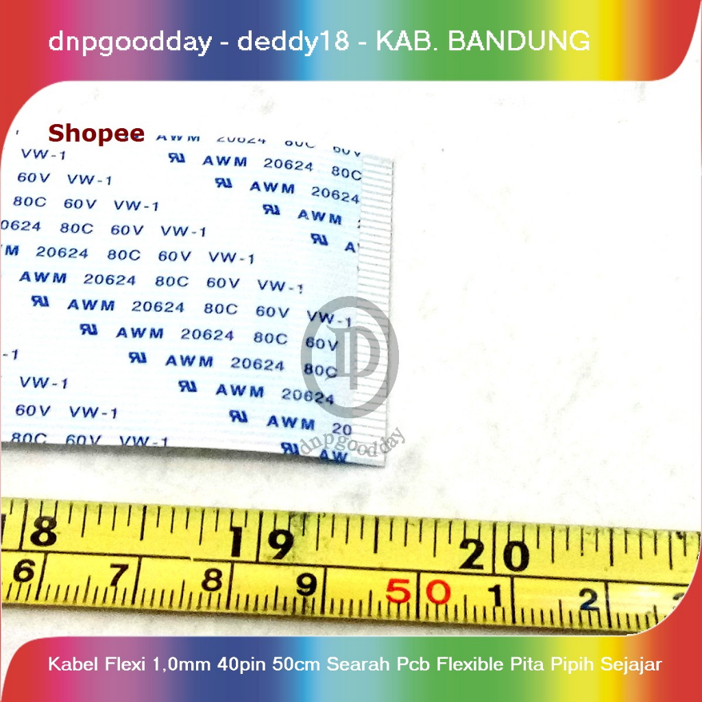 Jual Kabel Flexi 1,0mm 40pin 50cm Searah Pcb Flexible Pita Pipih ...