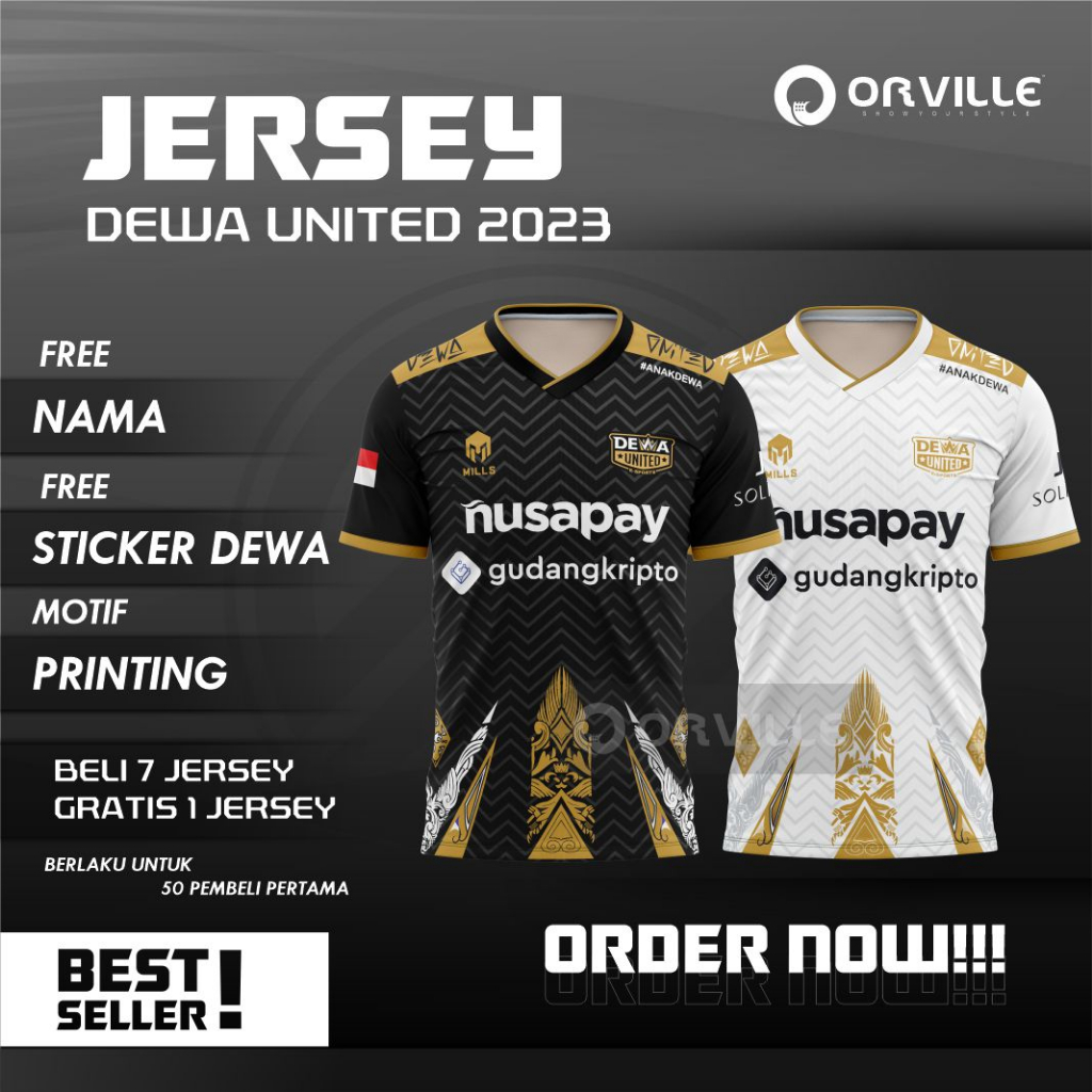 Jual JERSEY DEWA UNITED 2023 FREE NICKNAME & STICKER DEWA UNITED ...