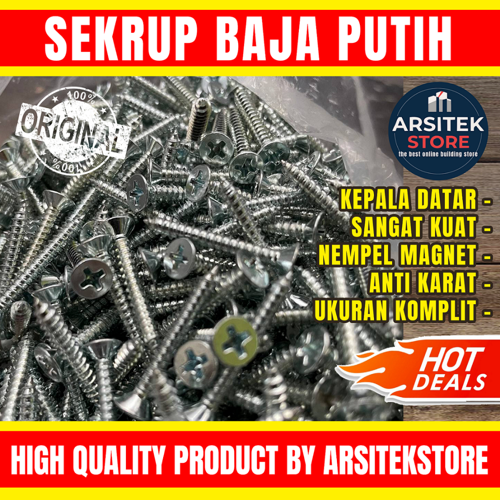 Jual Sekrup Putih 3/8 1/2 5/8 3/4 Inch Diameter 6 mm Baja Screw Tapping ...