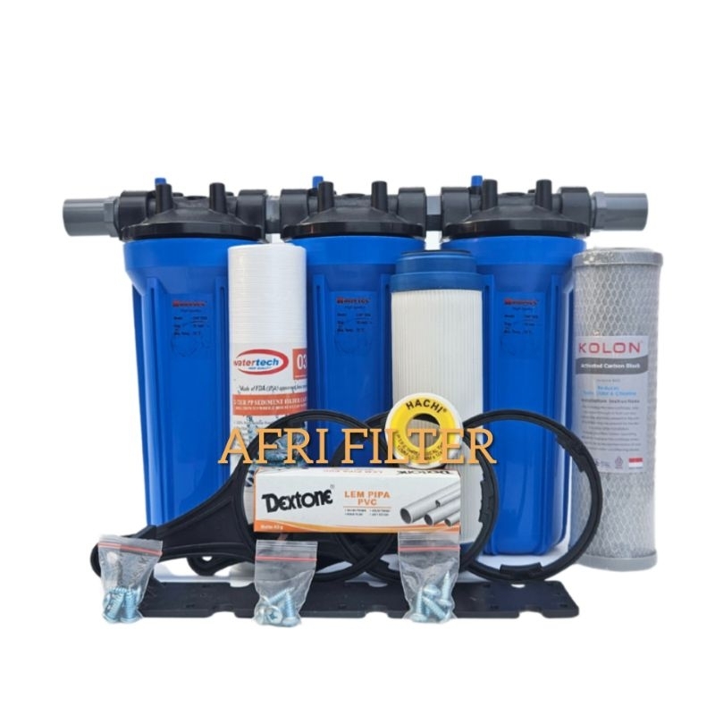 Jual Paket Filter Air 3 Tahap Zat Besi / Sumur Bor Siap Pakai (Blue 10 ...