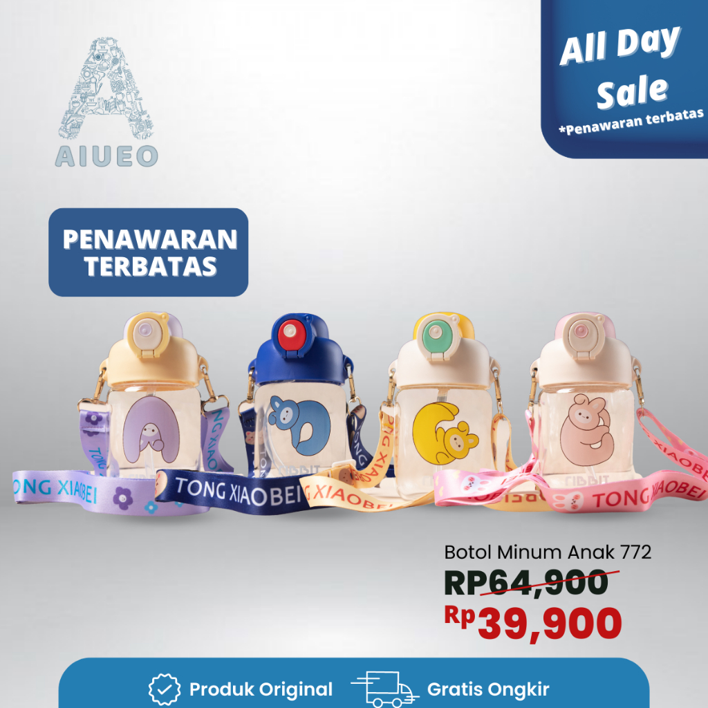 Jual AIUEO Botol Minum Anak Karakter Tali SD TK Perempuan Laki Laki ...