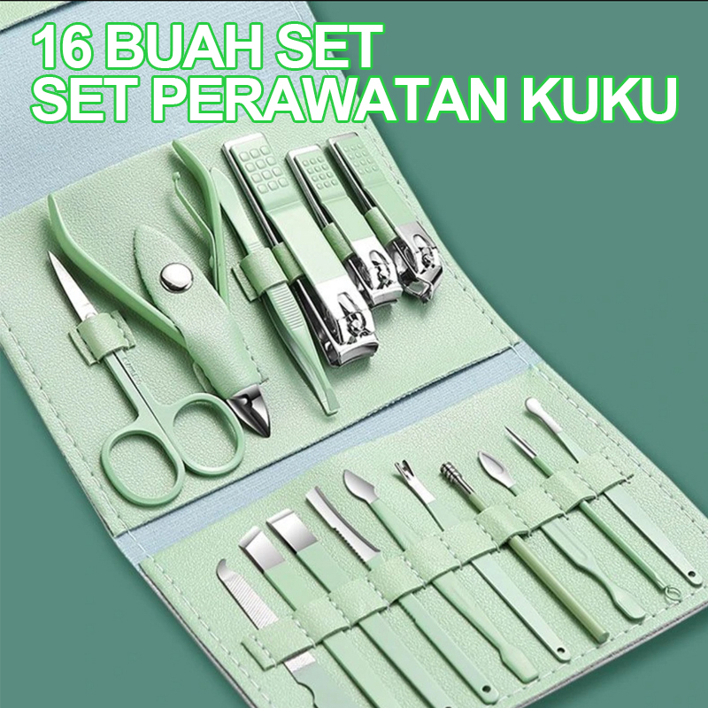 Jual Gunting Kuku Set 16 in 1 Stainless Anti Karat Set Manicure 16pcs ...