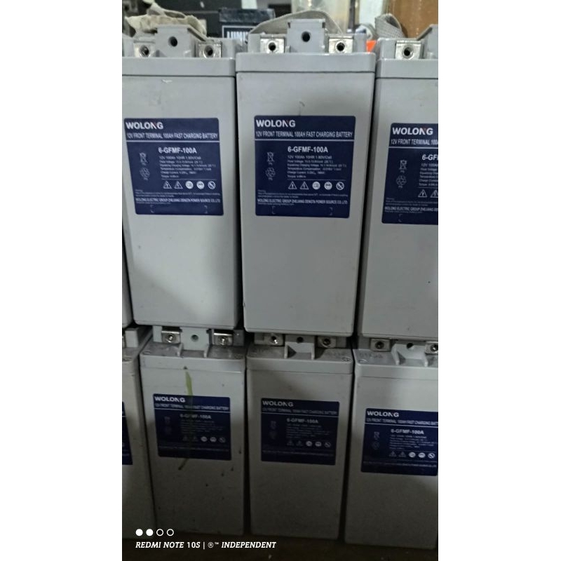 Jual battery VRLA merek Wolong 12 v 100ah second | Shopee Indonesia
