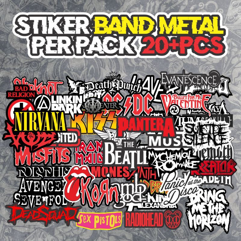 Jual 20pcs Stiker BAND METAL ROCK | Stiker Laptop | Stiker Helm ...