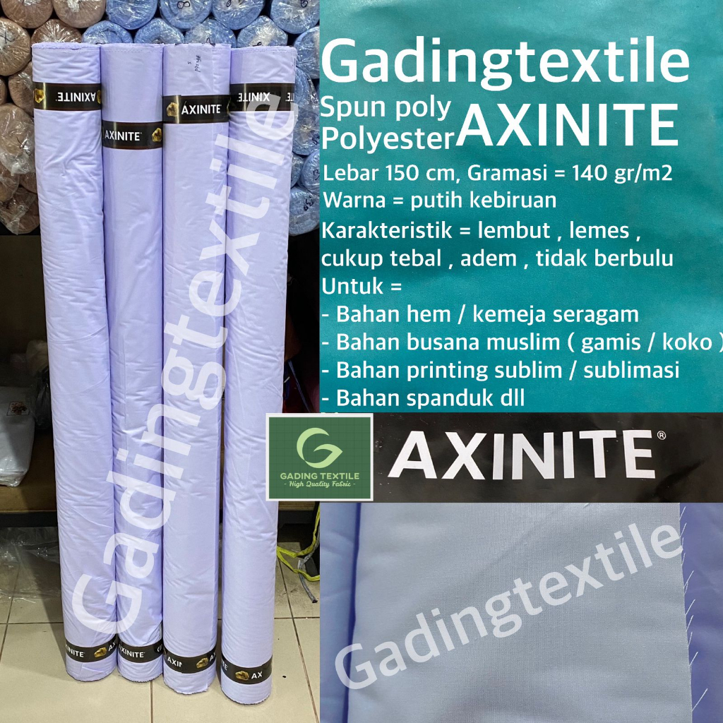 Jual ( per 1 roll ) kain AXINITE spun poly polyester tebal warna putih ...