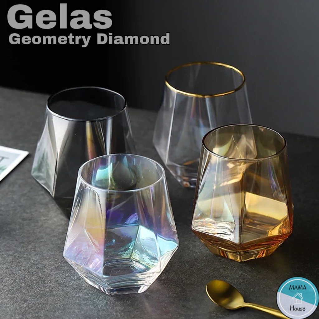 Jual Gelas Cangkir Coffee Milk Tea Geometry Diamond Crystal Glass Cup ...