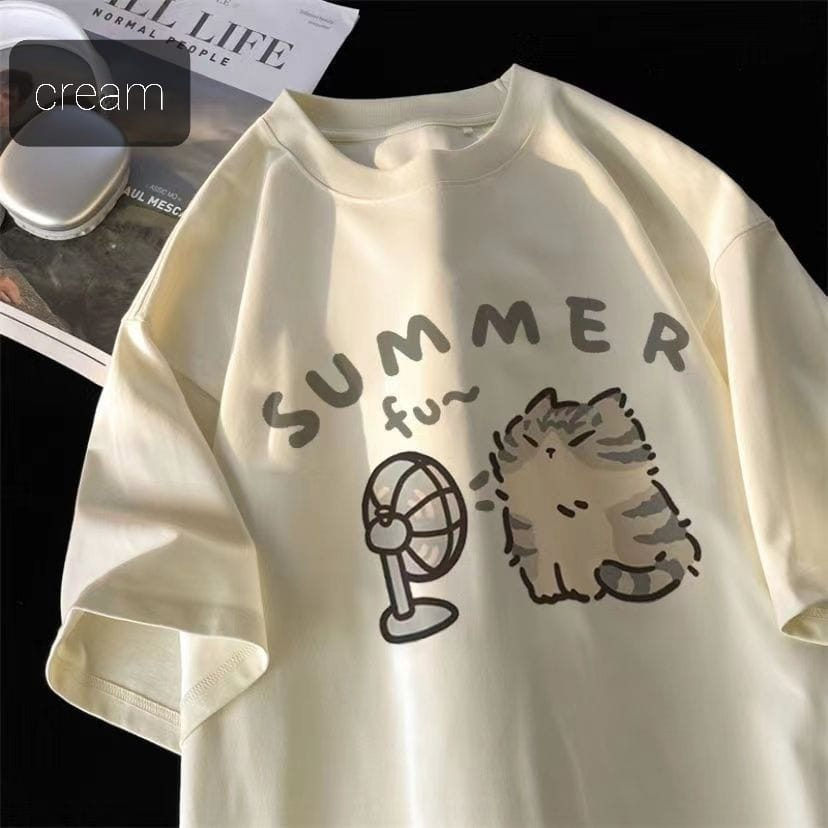 Jual Kaos Lucu dan Aesthetic SUMMER FU CAT | Shopee Indonesia