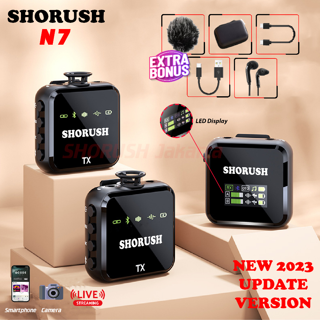 Jual Shorush N7 New Version Professional Microphone Mic Clip On Wireless Konten Kotak Mic ASMR ...