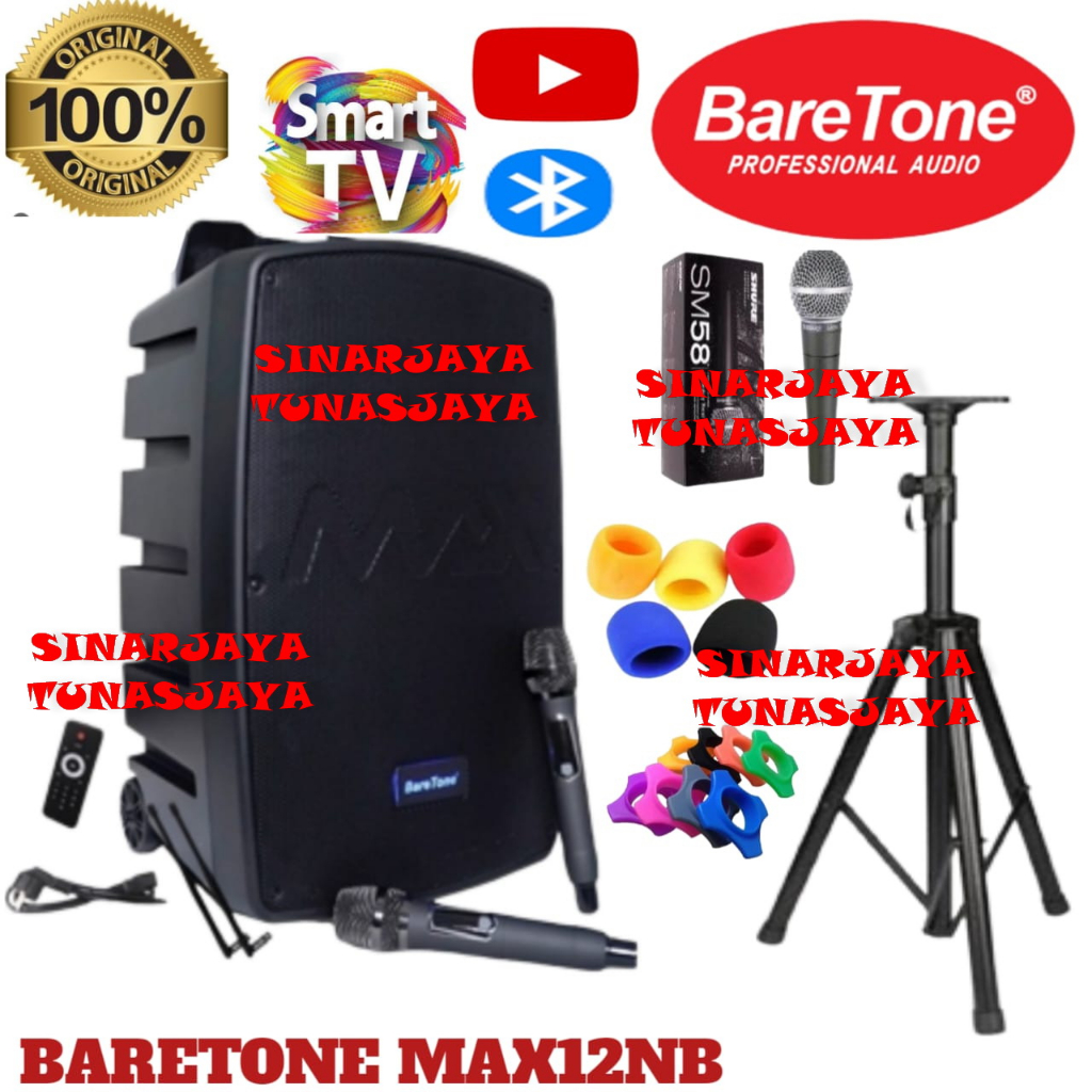 Jual Speaker Portable Baretone 12 Inch MAX12NB USB BLUETOOTH 500 Watt ...