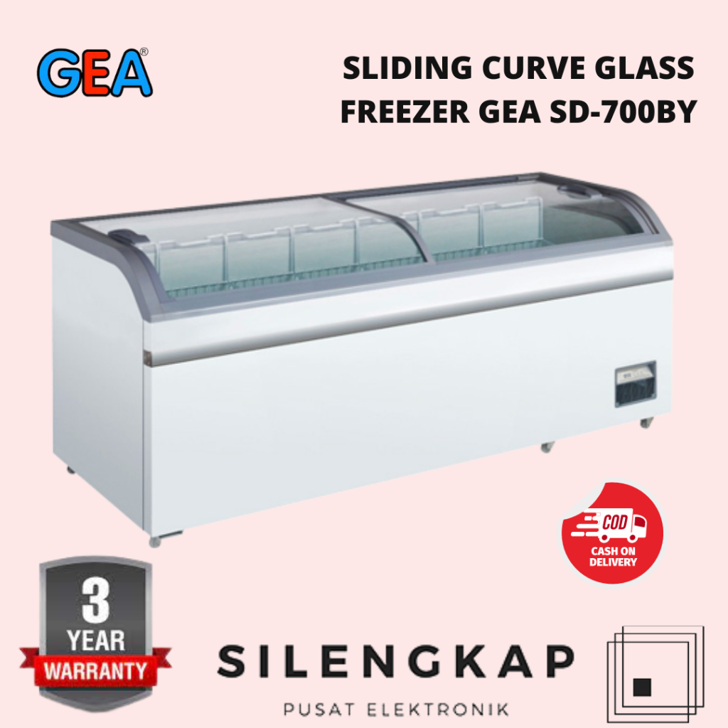 Jual GEA SD-700BY FREEZER KACA CEMBUNG SLIDING CURVE GLASS FREEZER ...