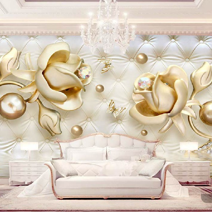 Jual Wallpaper Dinding Custom Mural Bunga Daun Floral 3D Visual Effect ...