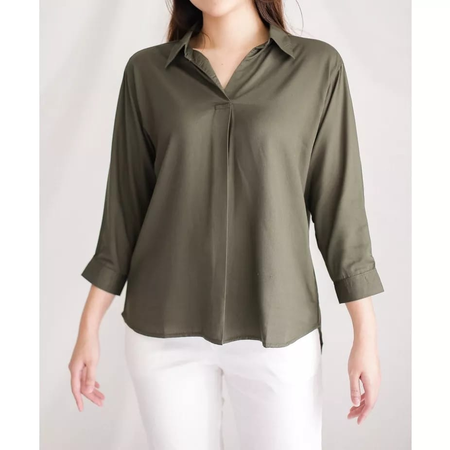 Jual Zeea Blouse Kemeja V-neck Kekinian/Blouse Wanita Terbaru/Kemeja ...