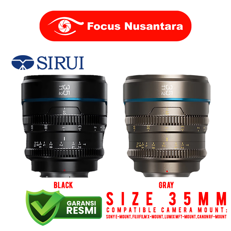 Jual SIRUI Nightwalker 35mm T1.2 S35 Manual Focus Cine Lensa Kamera Sony / Fujifilm / Canon RF ...