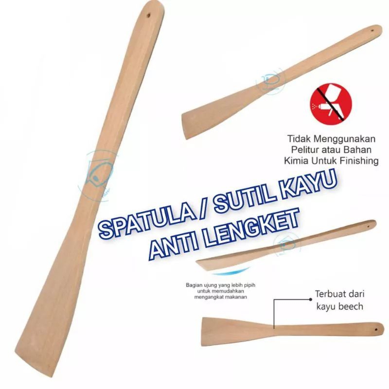 Jual Spatula Kayu Anti Lengket- Sutil Kayu Wajan Teflon - Sodet Kayu ...