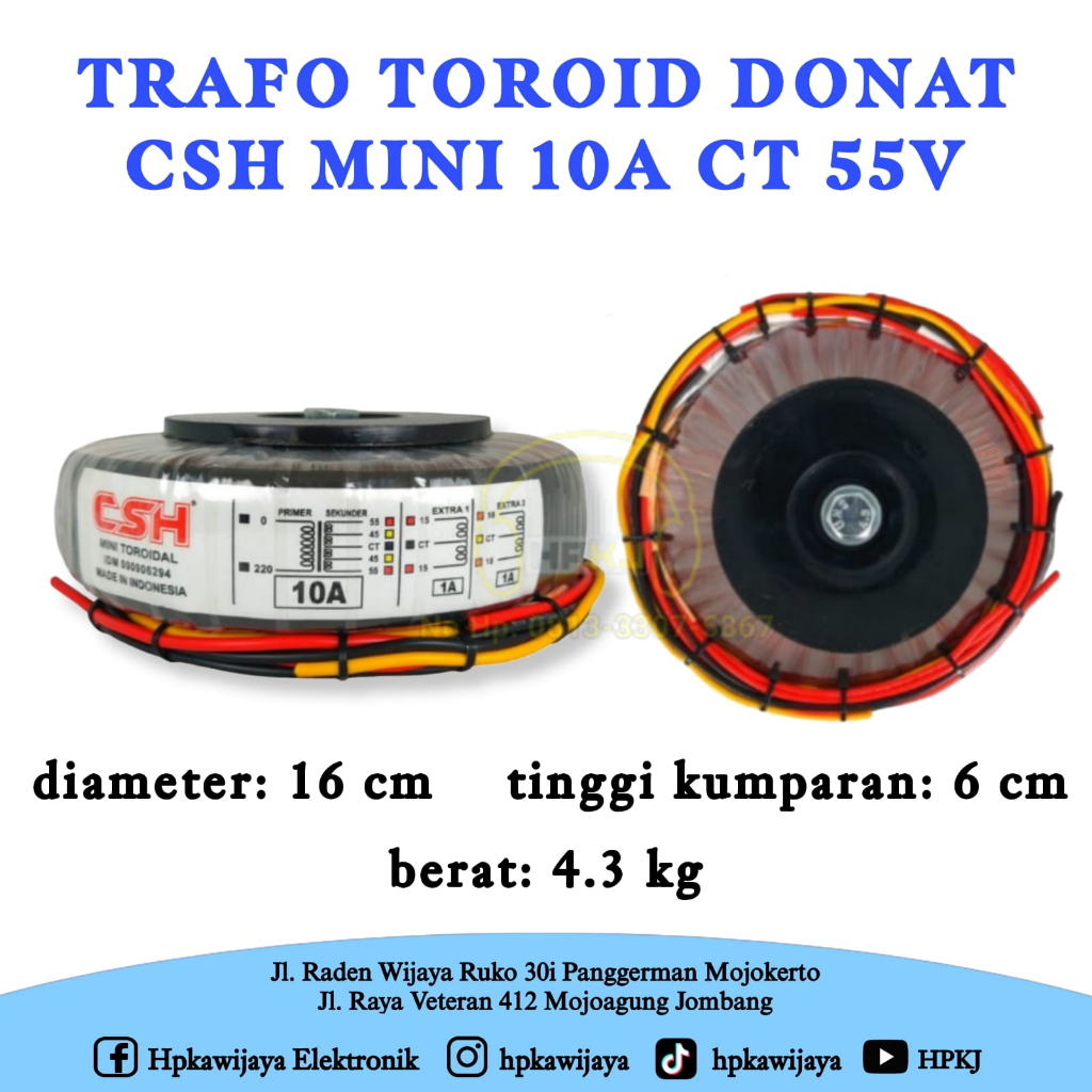 Jual TRAFO TOROID DONAT CSH MINI 10A CT 55V trafo donat CSH 10 A CT 55 V | Shopee Indonesia